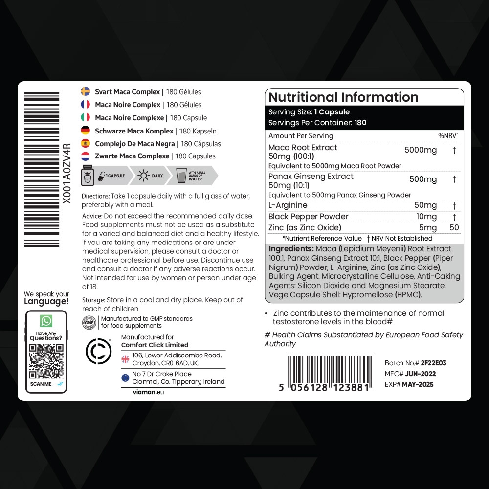 Viaman Maca Capsules | Natural Male Enhancement | ShytoBuy