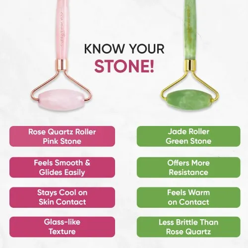 Rose Quartz Face Roller Gua Sha l With Vitamin C Serum l Eco Masters