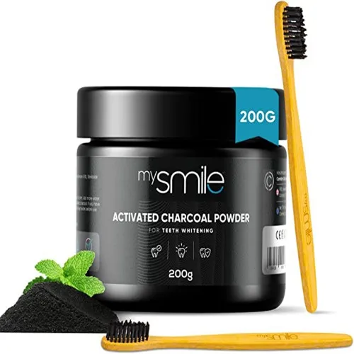 mysmile Activated Charcoal Powder For Teeth Whitening with Bamboo ...